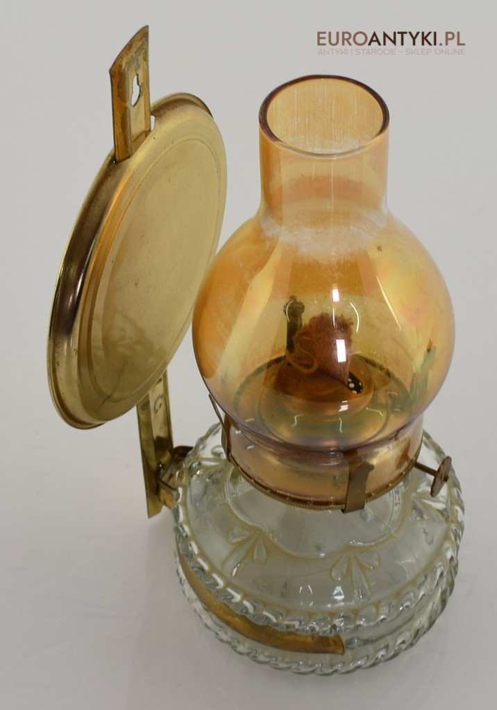 Starodawna lampa naftowa na ścianę. Zabytkowe oświetlenie. - EuroAntyki